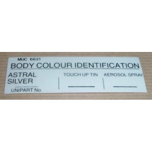 Paint colour code decal MUC6631